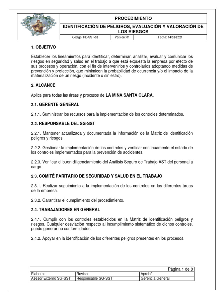 PD-SST-02 Procedimiento para La Identificacion de Riesgo | Descargar gratis PDF | Riesgo ...