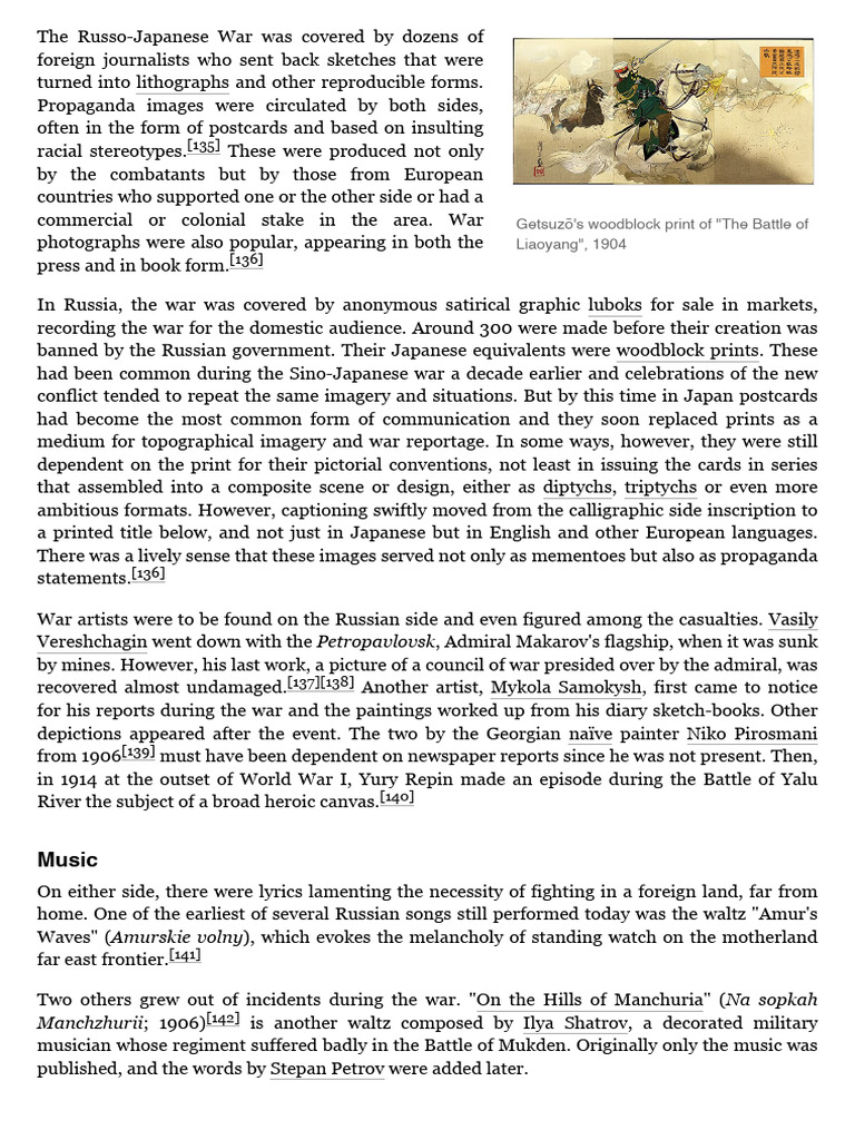 War Art & Media in Russo-Japanese War | PDF | Russo Japanese War