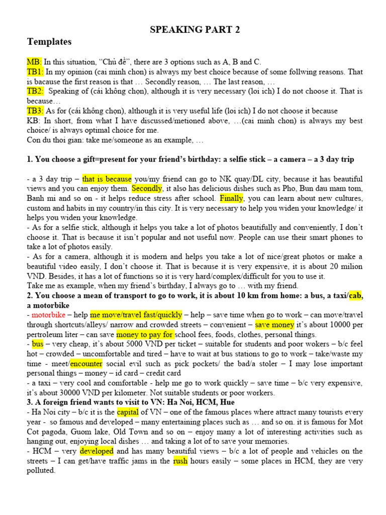 Speaking part 2 | PDF