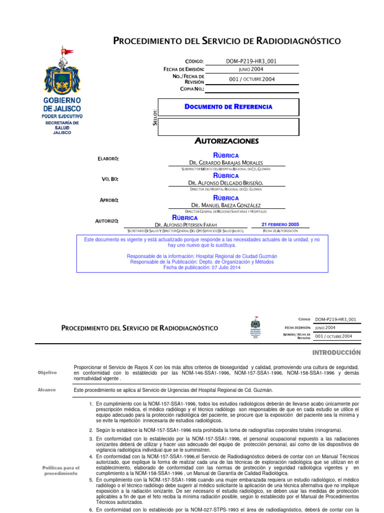 Dom-p219-Hr3 001 Serv Radiodiagnostico | PDF | Radiología | Radiación ionizante