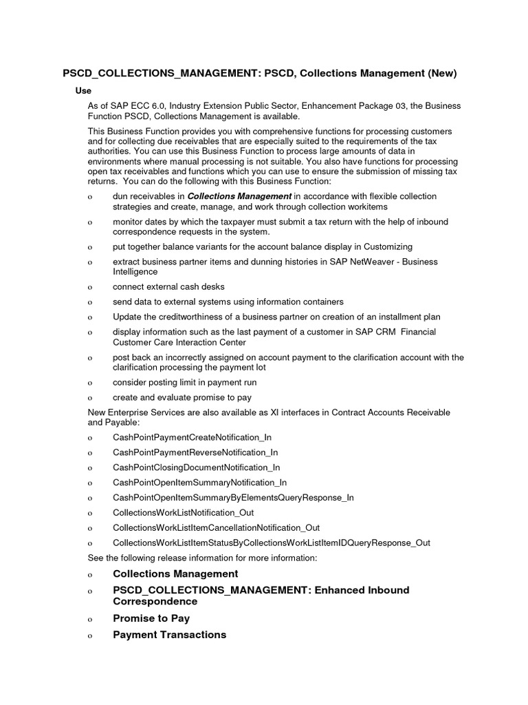 SAP PSCD Collections Management Guide | PDF | Accounts Payable | Debits ...