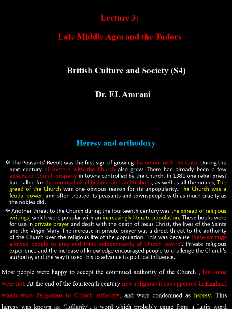 Late Middle Ages and The Tudors | PDF | House Of Tudor | House Of Lancaster
