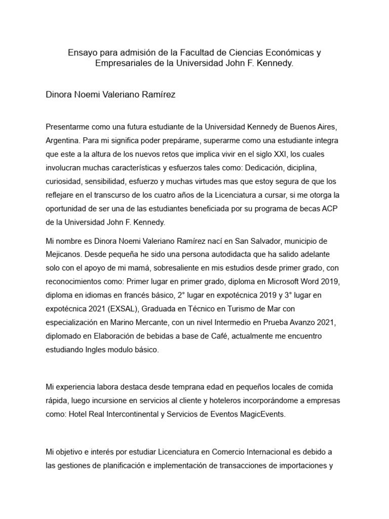 Ensayo de Admisión Universitario | PDF | Aprendizaje