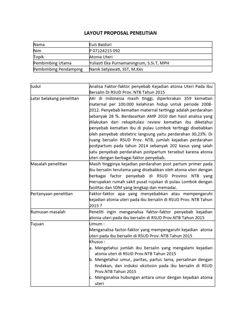 LAYOUT PROPOSAL PENELITIAN | PDF