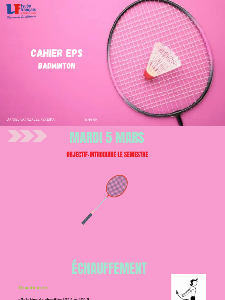 Programme d'entraînement badminton 2023 | PDF | Genou | Musculation