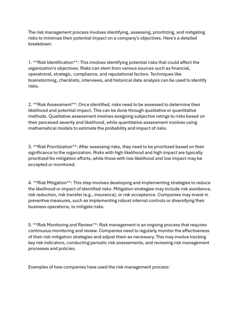 Risk Management Self Made Notes | PDF | Risk | Risk Management