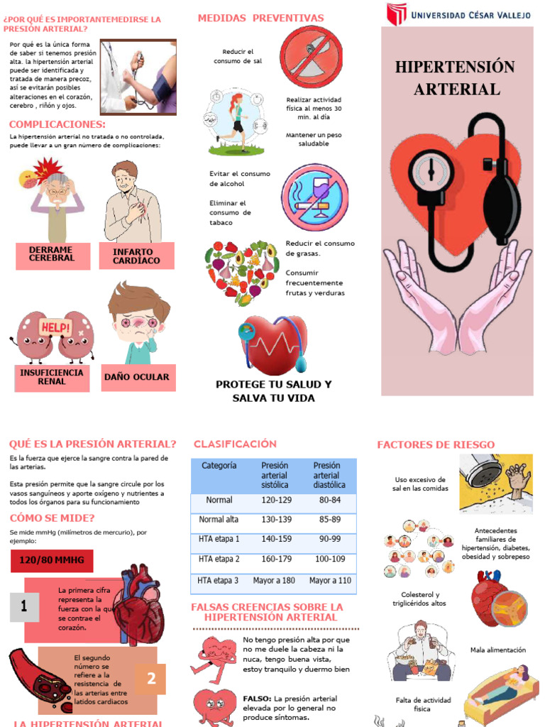 Triptico Hipertension-Arterial | Descargar gratis PDF | Hipertensión | Presión sanguínea