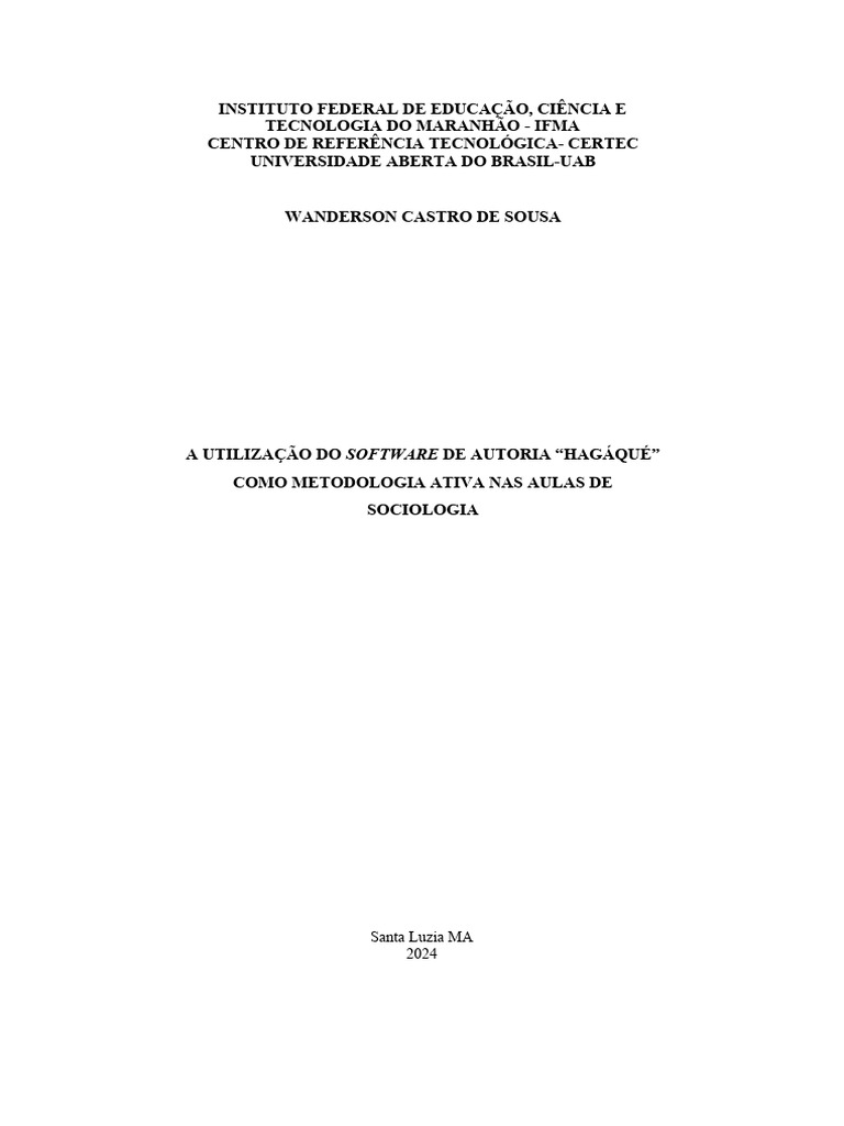 MODELO - Projeto de Pesquisa IFMA | PDF | Sociologia | Pedagogia