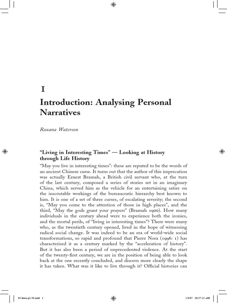 Introduction Analysing Personal Narrativ | PDF | Anthropology | Narrative