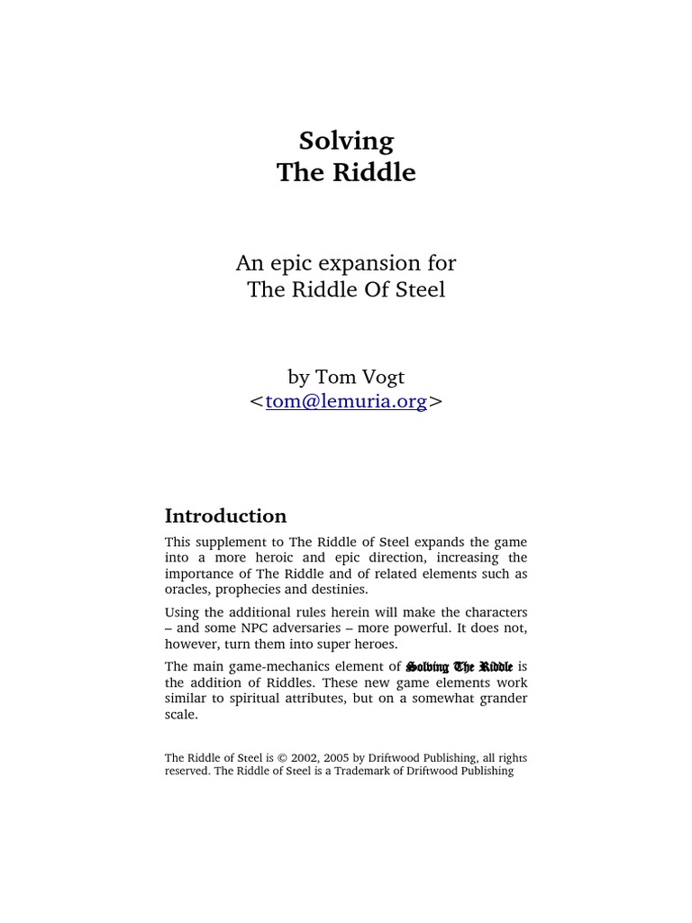 Solving The Riddle | PDF | Riddle | Quest