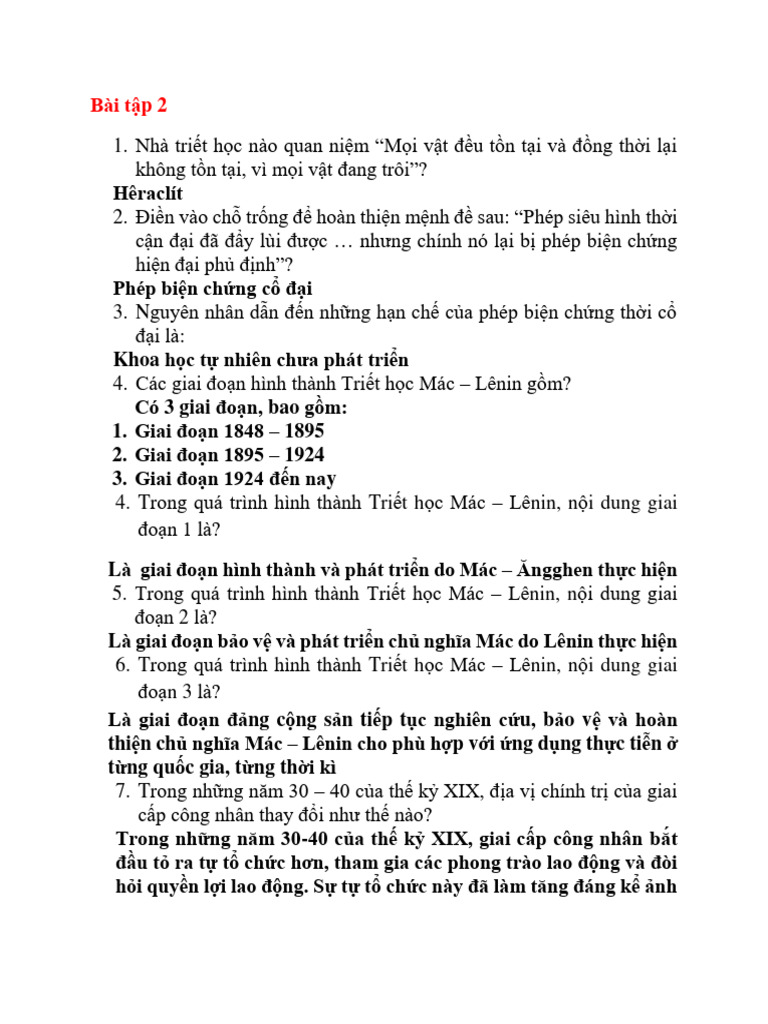 Triết Học - Bt2 - Nguyễn Hoàng Tuấn - d2300160 | PDF