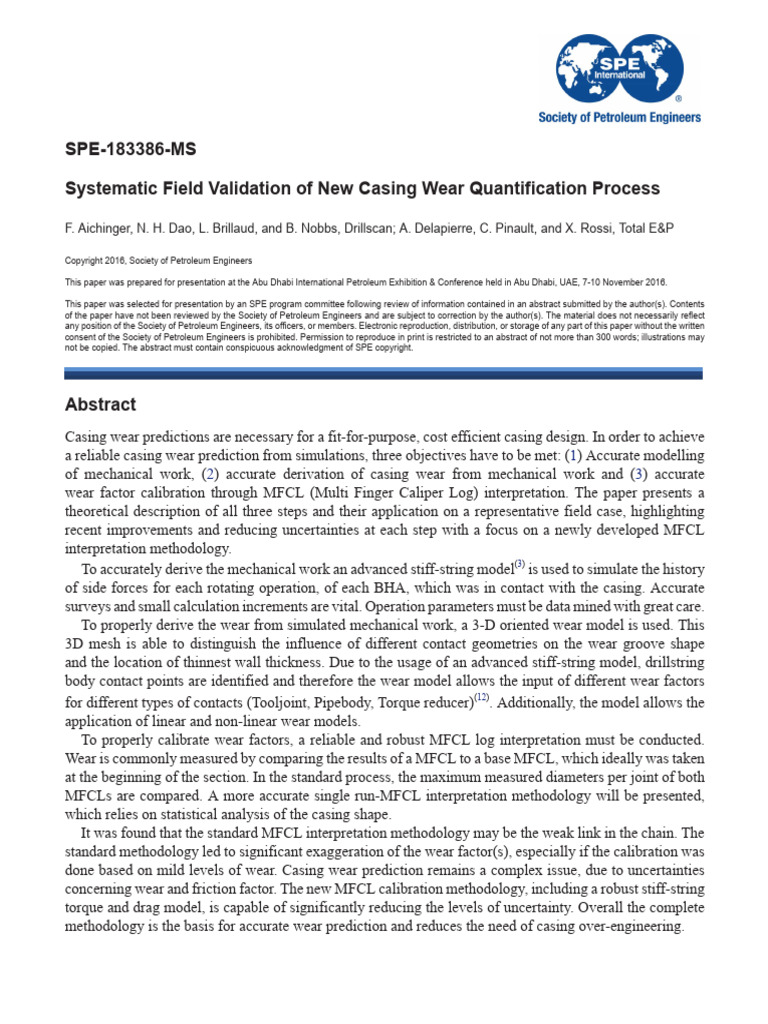 Systematic Field Validation of New Casing Wear | PDF | Accuracy And ...