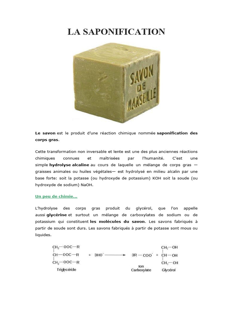 Saponification : Processus et Fabrication | PDF | Savon | Chimie
