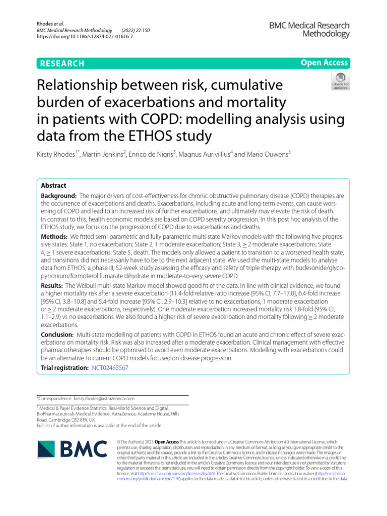 ETHOS Relationship Between Risk, Cumulative Burden of Exacerbations and ...