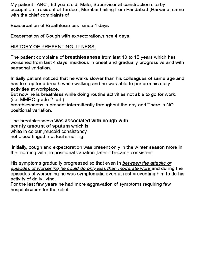 COPD case | PDF | Chronic Obstructive Pulmonary Disease | Asthma
