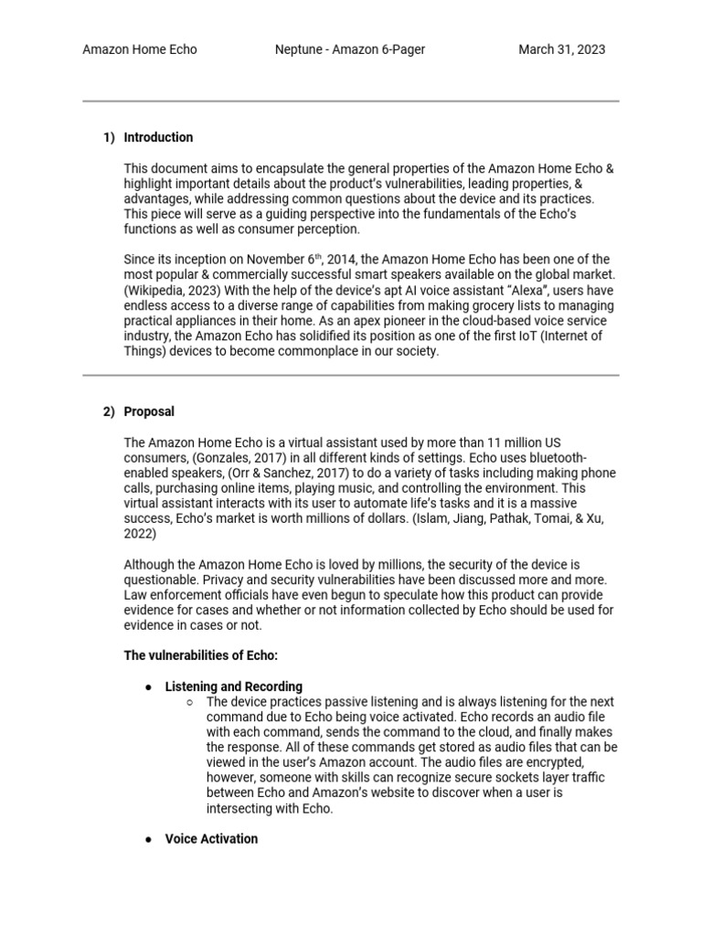 Neptune Amazon 6-Pager Draft | Download Free PDF | Amazon Echo | Computing