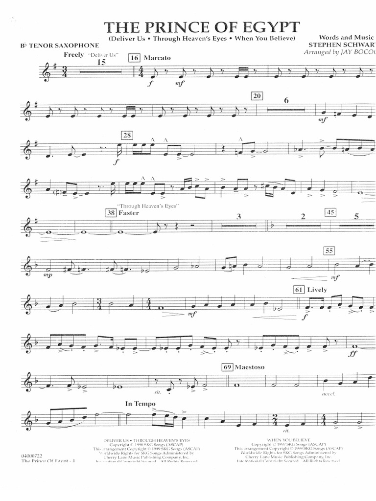 The Prince of Egypt - Sax Tenor | PDF