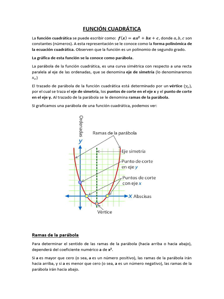 FunciÃ N Cuadrã¡tica Unidad 1 | PDF | Geometría | Matemáticas