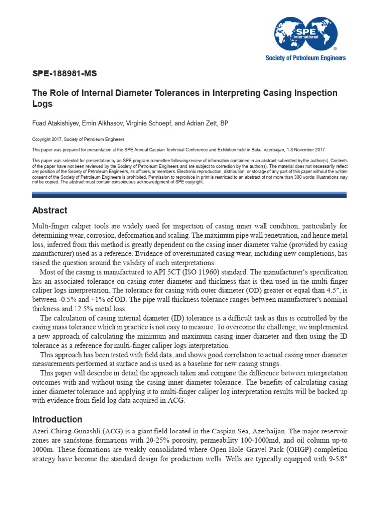 The Role of Internal Diamter Tolerances in Casing | PDF | Pipe (Fluid ...
