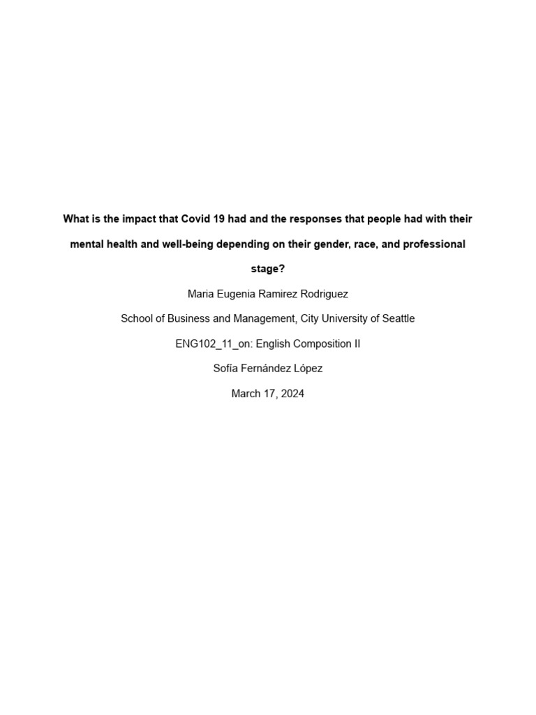 Final Essay | PDF | Mental Health | Major Depressive Disorder