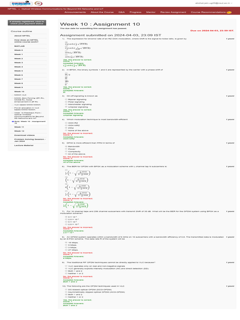 Optical Wireless Communications for Beyond 5G Networks and IoT - - Unit 14 - Week 10 | PDF ...