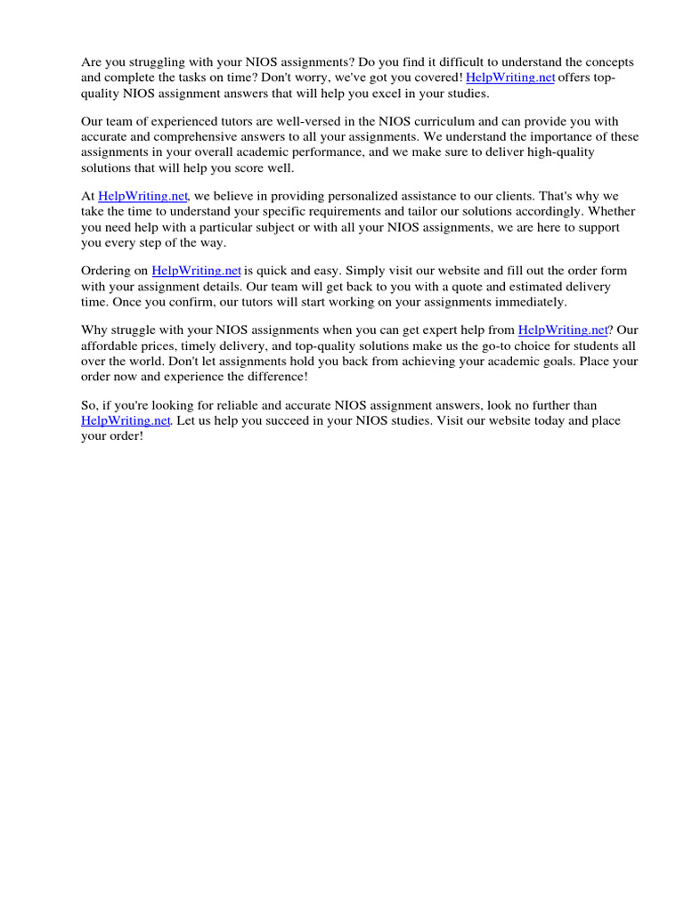 Nios Assignment Answers | PDF