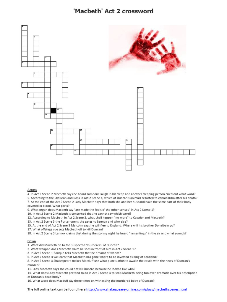 'Macbeth' Act 2 Crossword Puzzle | PDF
