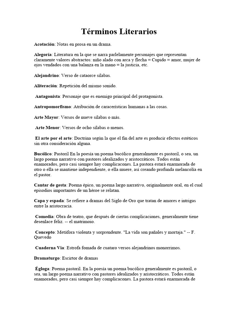 Términos Literarios | PDF | Poesía | Sonetos