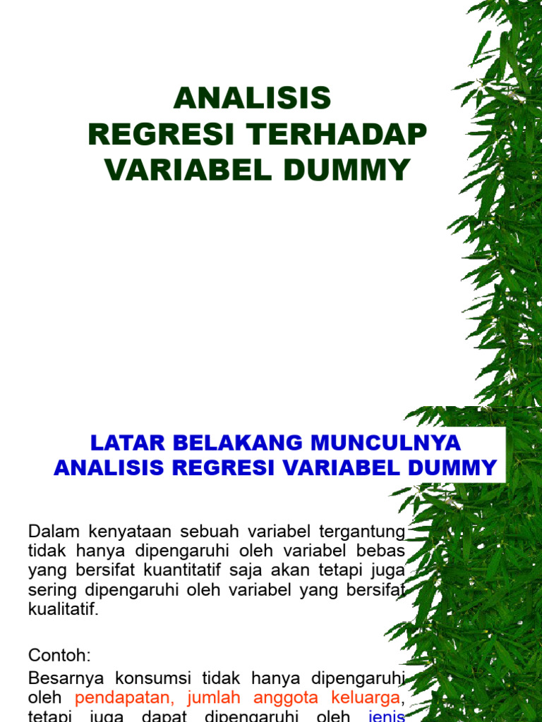 Analisis Regresi Variabel Dummy | PDF | Metode & Bahan Ajar