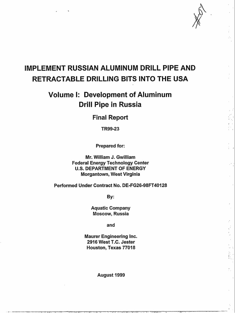 Aluminum Drill Pipe Development Report | PDF | Corrosion | Pipe (Fluid Conveyance)