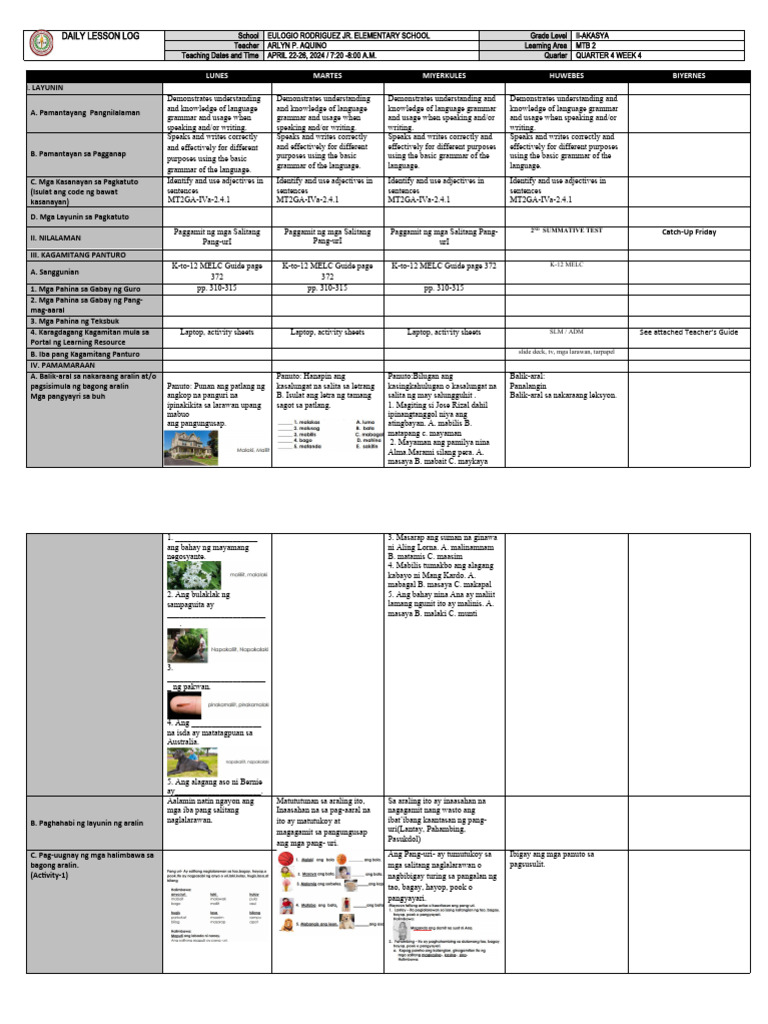 Q4 Week4 DLL MTB 2 | PDF