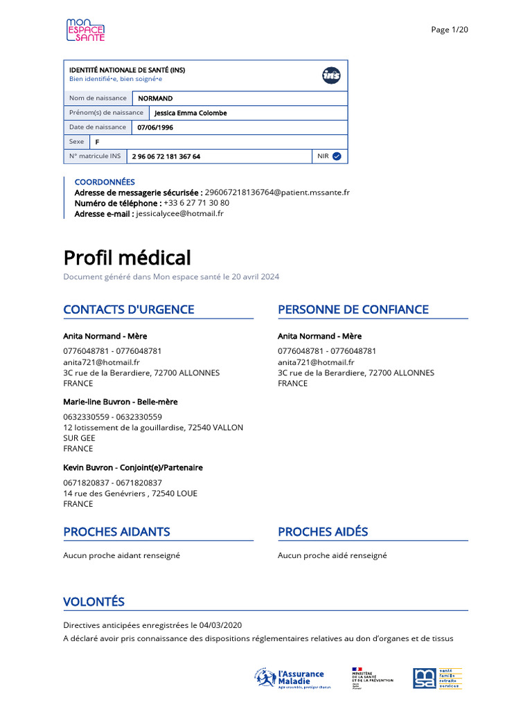 Suivi médical de Jessica Normand | PDF | Vaccination | Vaccins