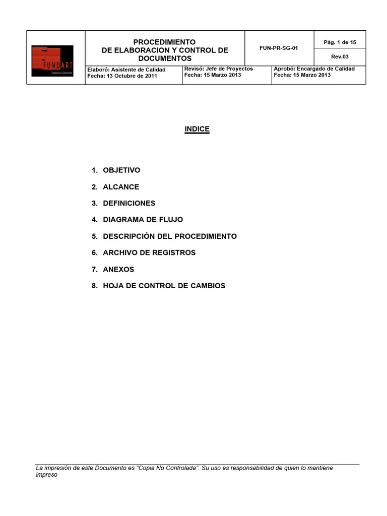 Docs-Fun-Pr-Sg-01 Elaboración y Control de Documentos | Descargar ...