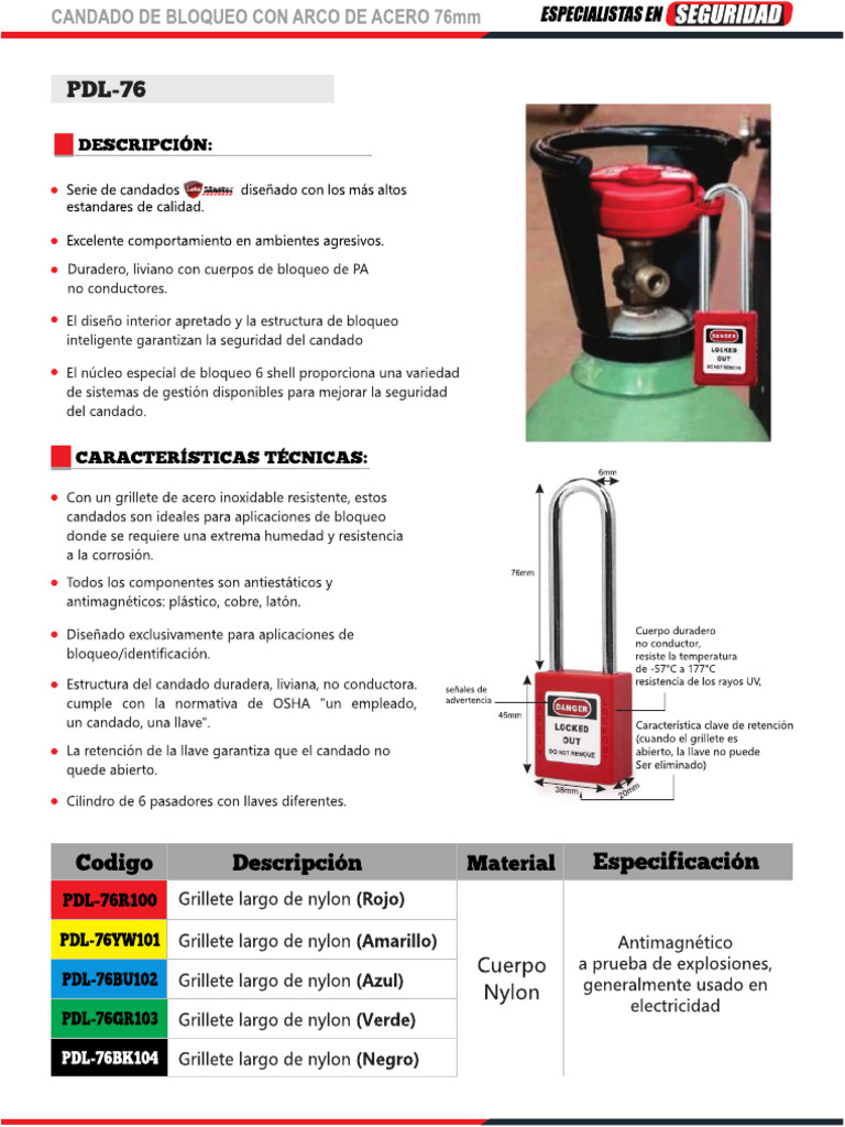 Ficha Tecnica - Candado de Bloqueo | PDF