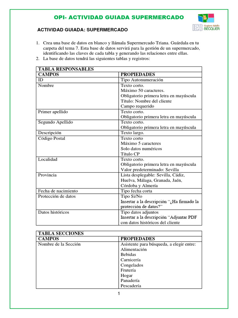 Actividad Guiada Supermercado | PDF | Supermercado | Bases de datos