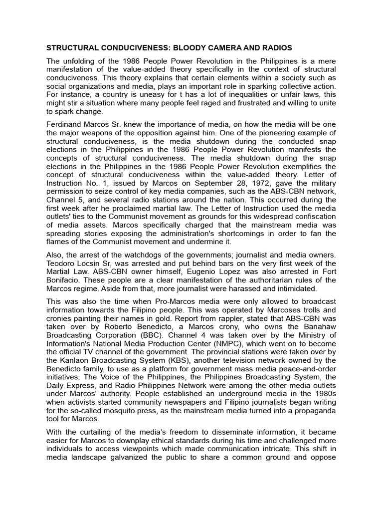 Structural Conduciveness | PDF | Neoliberalism | Corazon Aquino