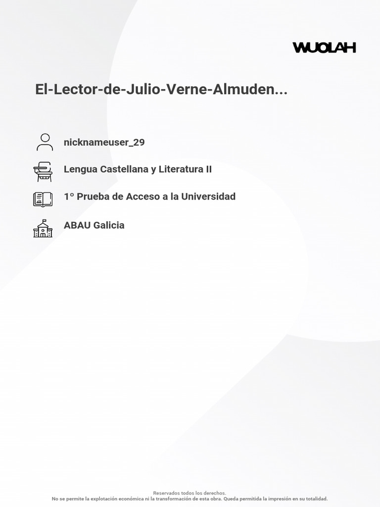 Wuolah Premium El Lector de Julio Verne Almudena Grandes Resumenes | PDF