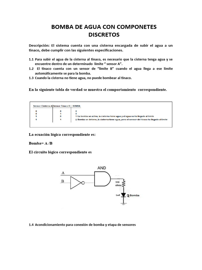 Proyecto Bomba de Agua Discreto | PDF