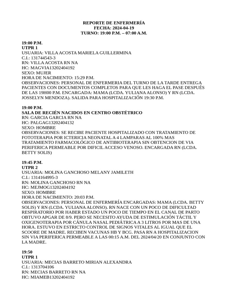 Reporte de Enfermeria | PDF | Ciencias de la Salud | Cuidado de la salud