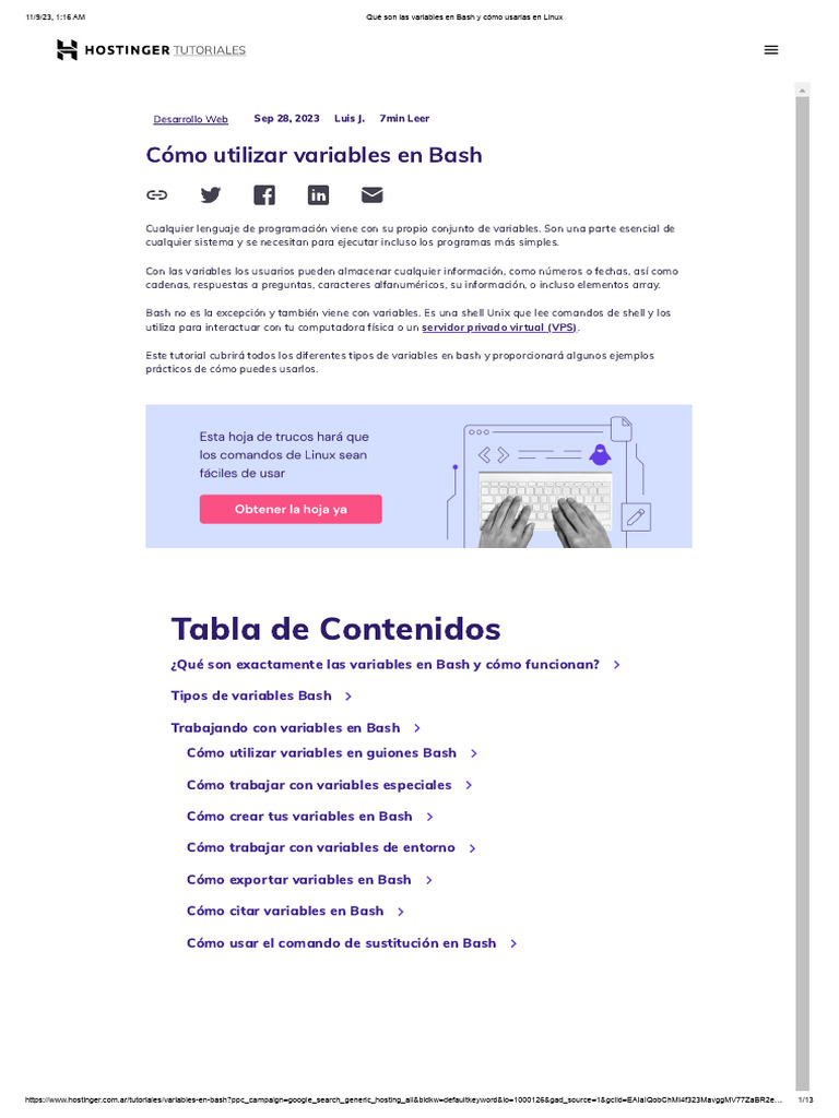 Qué Son Las Variables en Bash y Cómo Usarlas en Linux | PDF | Lenguaje de escritura | Interfaz ...