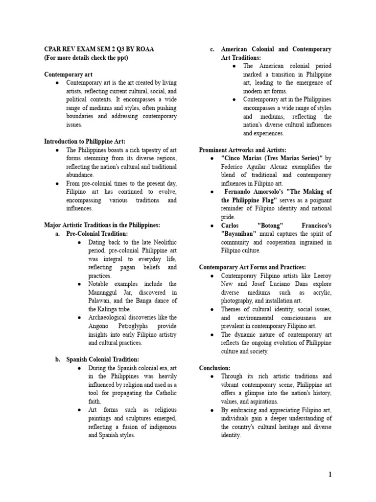 Cpar Reviewer | PDF | Composition (Visual Arts) | The Arts