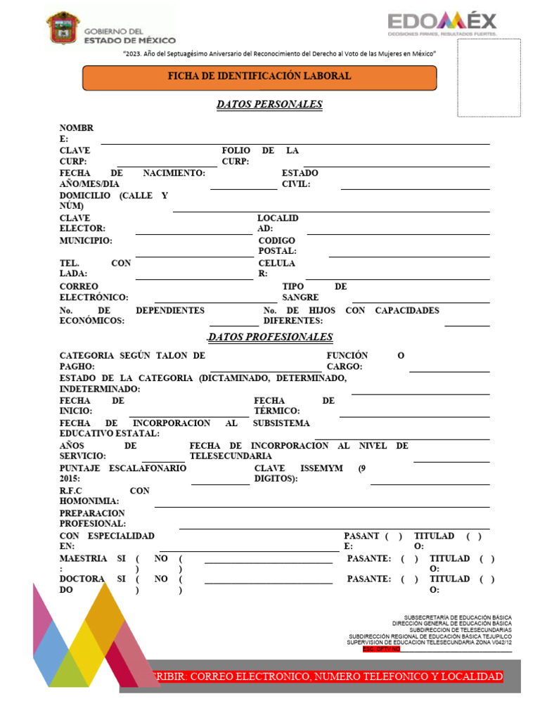 Ficha Identificacion Laboral v042 | PDF