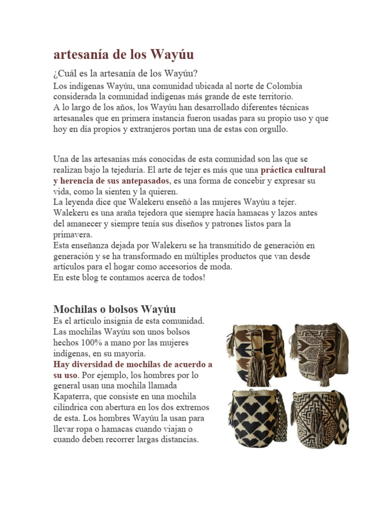 Artesanía de Los Wayúu | PDF | Textiles | Zapato