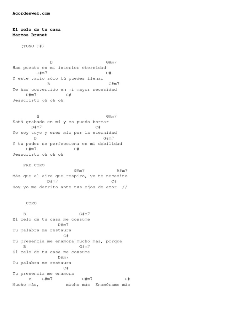 El Celo de Tu Casa Marcos Brunet Acordesweb Com | PDF