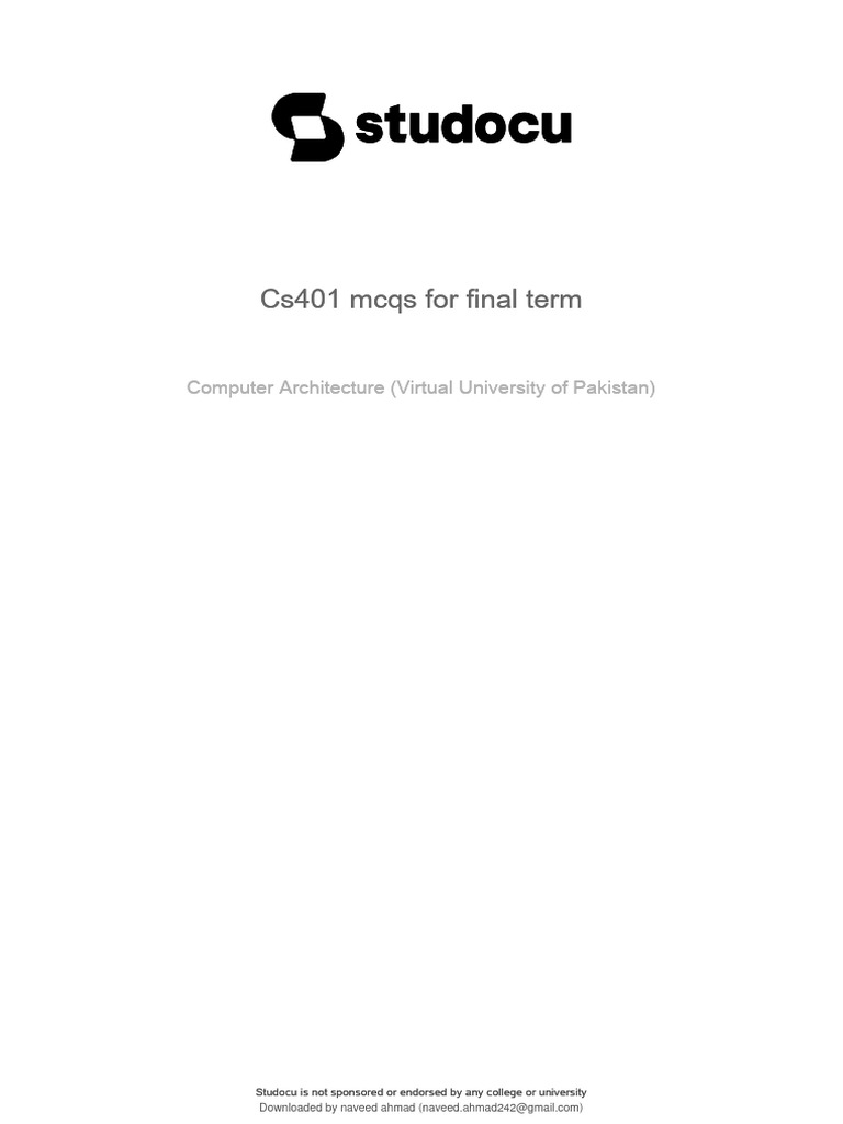 cs401 Mcqs For Final Term | PDF | Central Processing Unit | Pointer ...