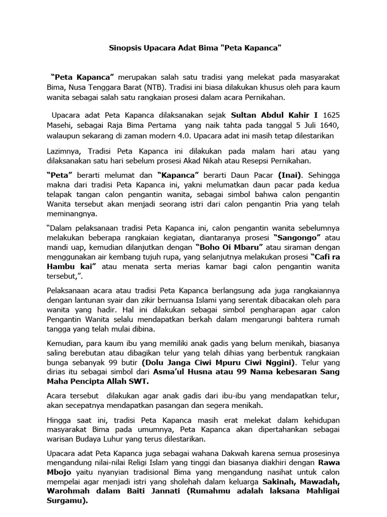 Mengenal Peta Kapanca Ritual Calon Pengantin Bima-dikonversi Pak Aji | PDF