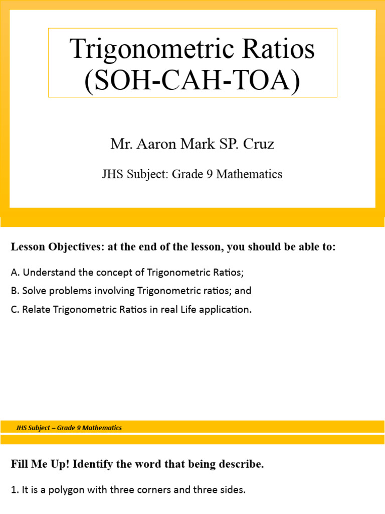 SOH-CAH-TOA | PDF | Trigonometric Functions | Trigonometry