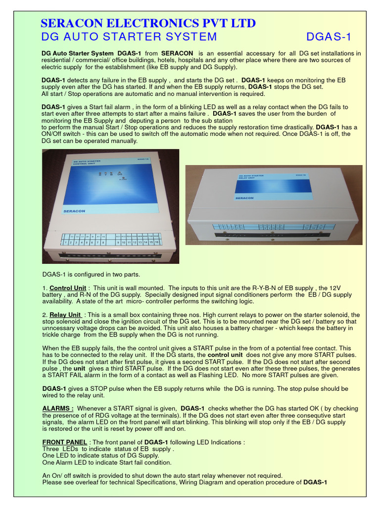 DG Automation Unit | Download Free PDF | Relay | Battery Charger