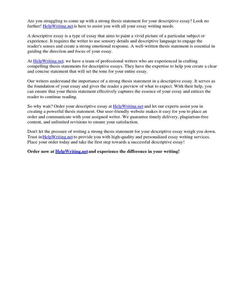 Order Your Descriptive Essay at | PDF | Essays | Experience