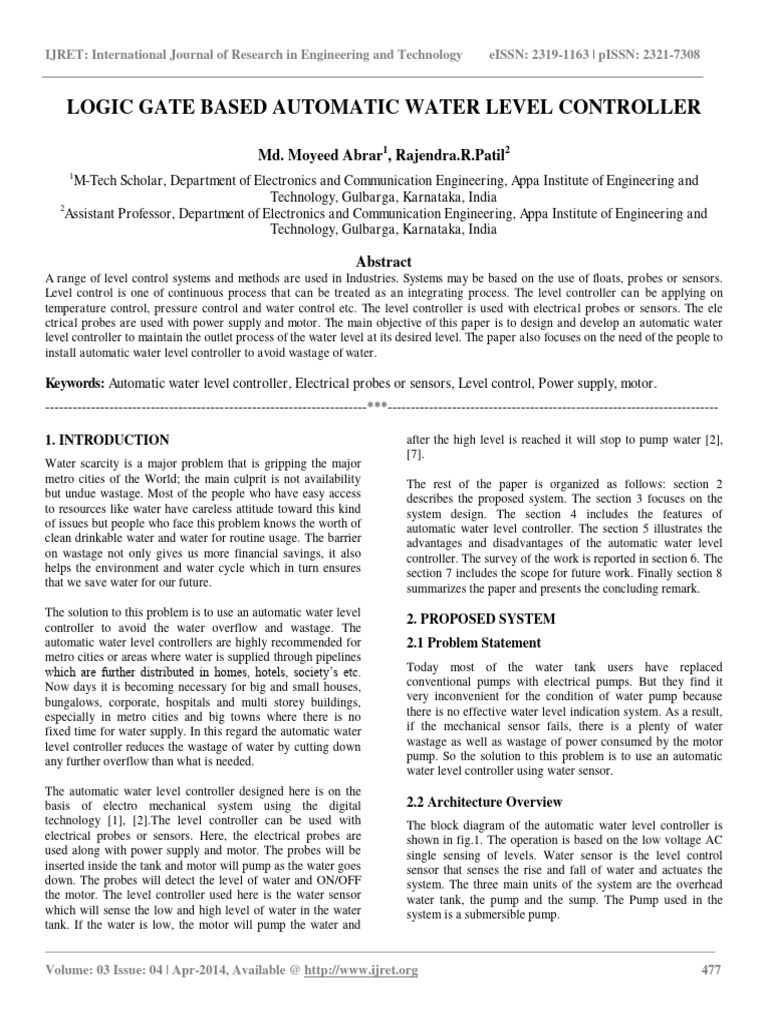 Logic Gate Based Automatic Water Level C | PDF | Electronic Circuits | Water